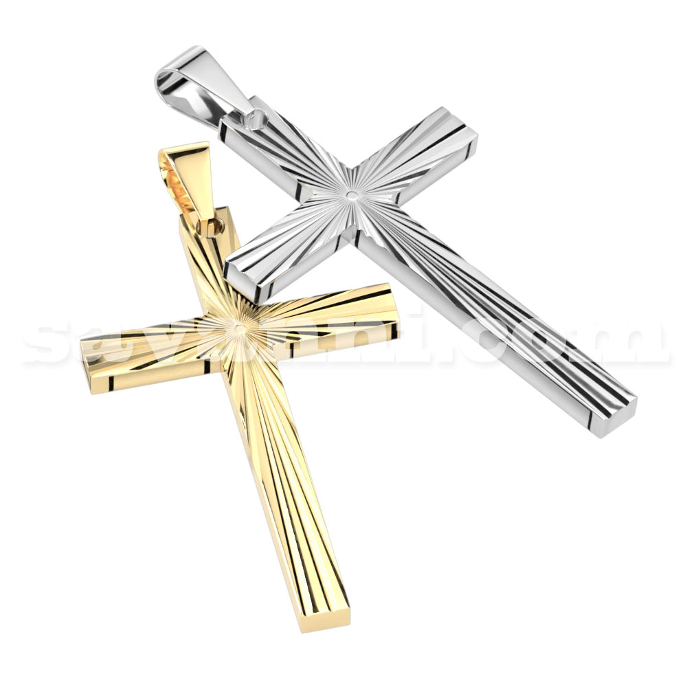 Kirurginteräs Riipus Laser Cut Cross – Savanni